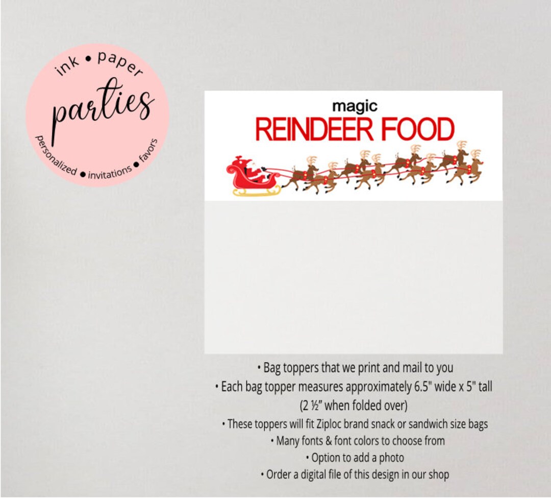 Reindeer Food Christmas Holiday Favor Favors Bag Bags Treat - Etsy