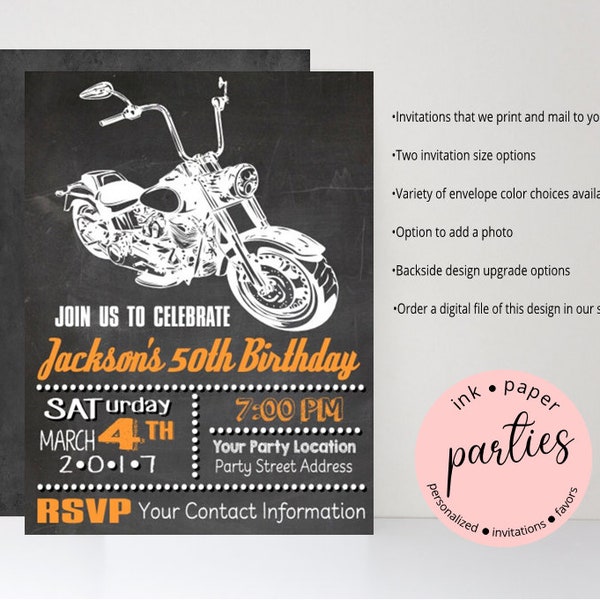 Harley Davidson Party Invitations - Etsy