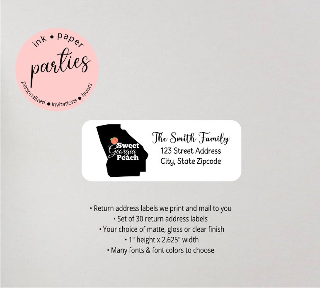 Georgia Peach State Return Address Labels Personalized Custom We Print ...
