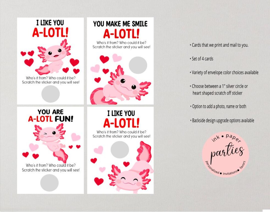 Axolotl Valentine Card - Axolotl Valentine's Day Cards - Axolotl ...