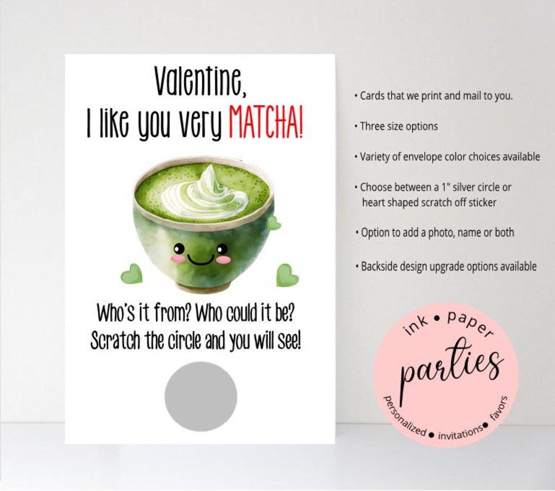Matcha Green Tea Valentine Card - Valentine's Day Cards - Classroom ...