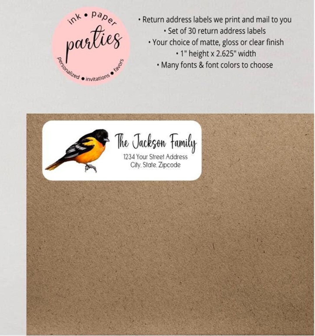 Oriole Bird Nature Return Address Labels Personalized Custom - Etsy