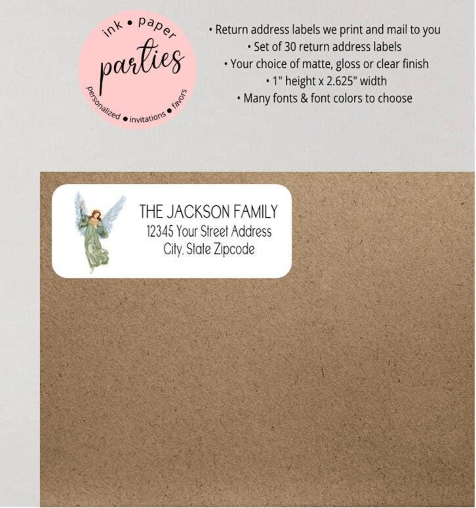 Christmas Holiday Christian Nativity Angel Religious Return Address ...