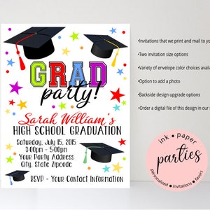 Graduation Graduate Cap & Stars Party Invitations Invites - Etsy