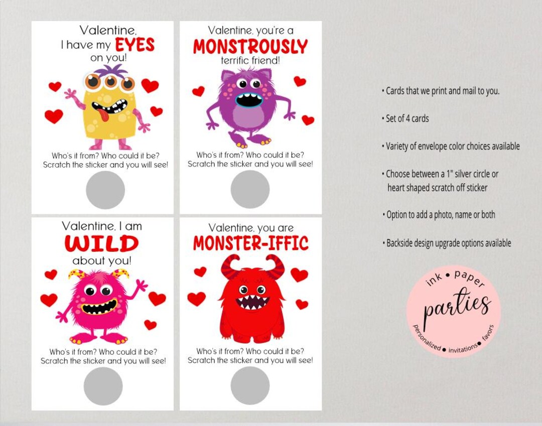 Monsters Valentine Card - Valentine's Day Cards - Classroom Valentines ...