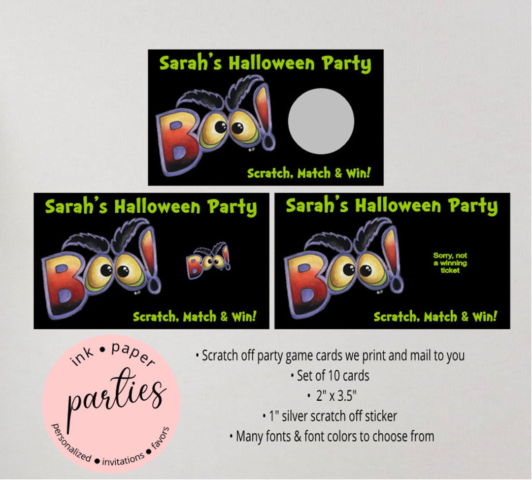 Halloween Trick or Treat Costume Party Scratch off Tickets Cards Favor ...