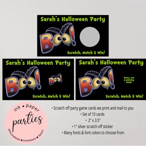 Halloween Trick or Treat Costume Party Scratch off Tickets Cards Favor ...
