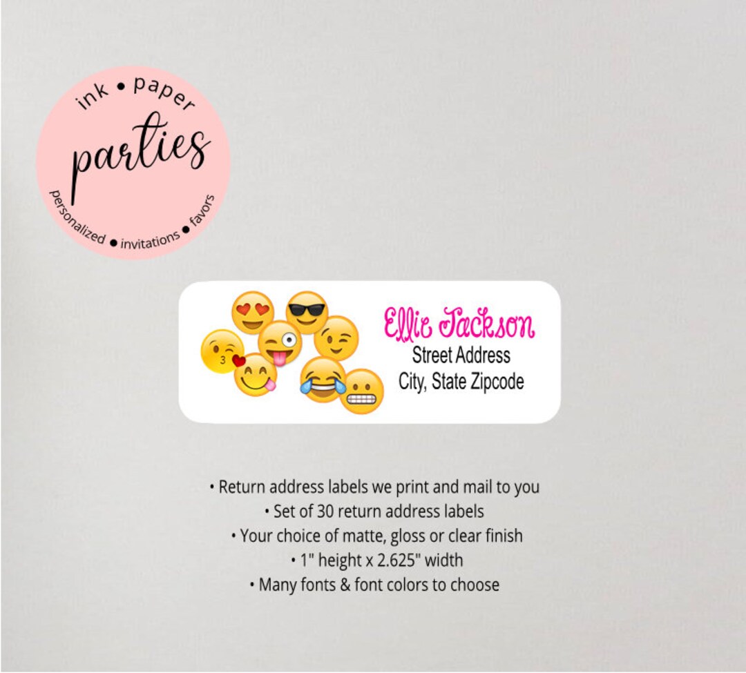 Emoji Emojis Emojicons Birthday Party Return Address Labels - Etsy