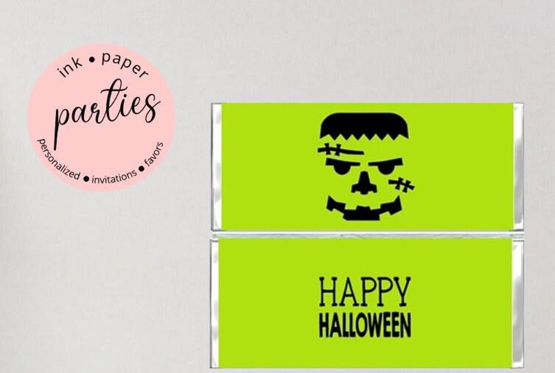 Printable Halloween Frankenstein Chocolate Candy Wrappers Party Favors ...