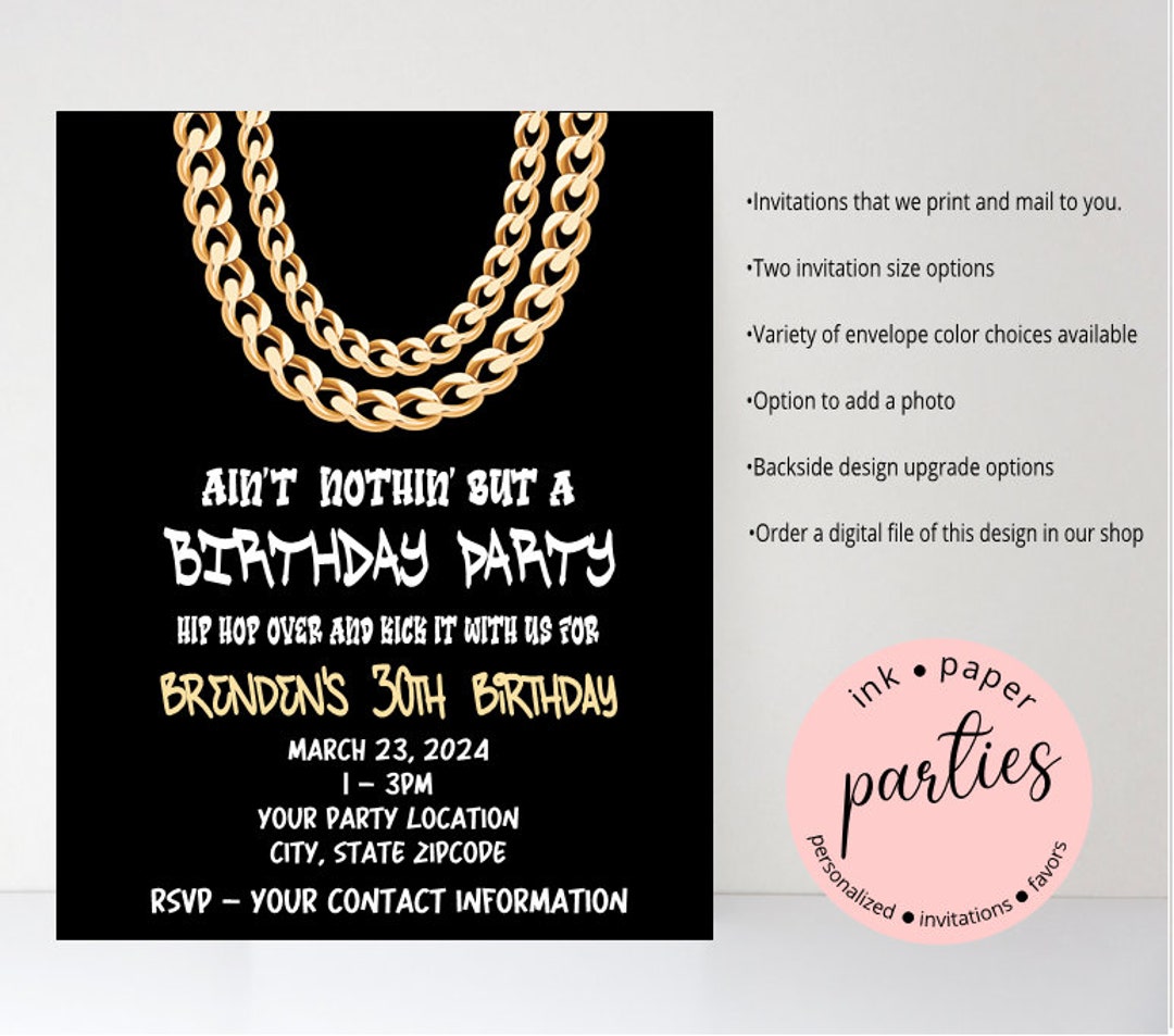 Hip Hop Old School Rap Retro Birthday Party Invitations Invites ...