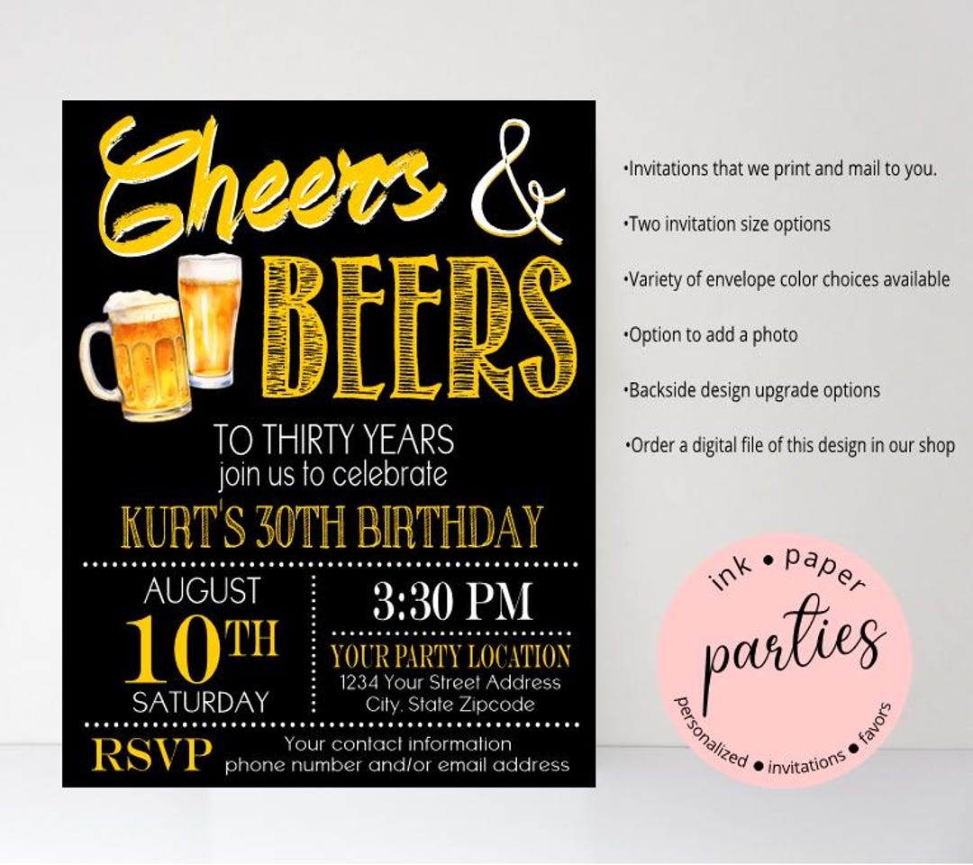 Cheers & Beers Invitation - Beer Invitations - Birthday Party ...