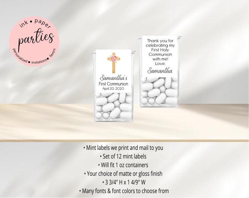 First Communion Mints Label - Baptism Day Candy Party Favors - Mints ...