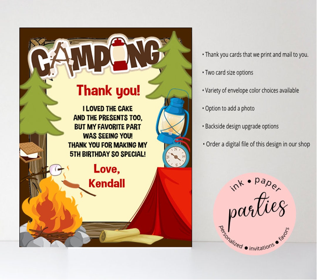 Camping Invitation - Campfire Bonfire Camp S'mores Tent Birthday Party ...