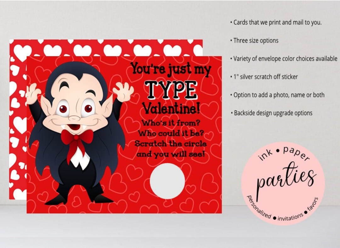 Vampire Valentine Card Valentine's Day Cards Classroom School ...