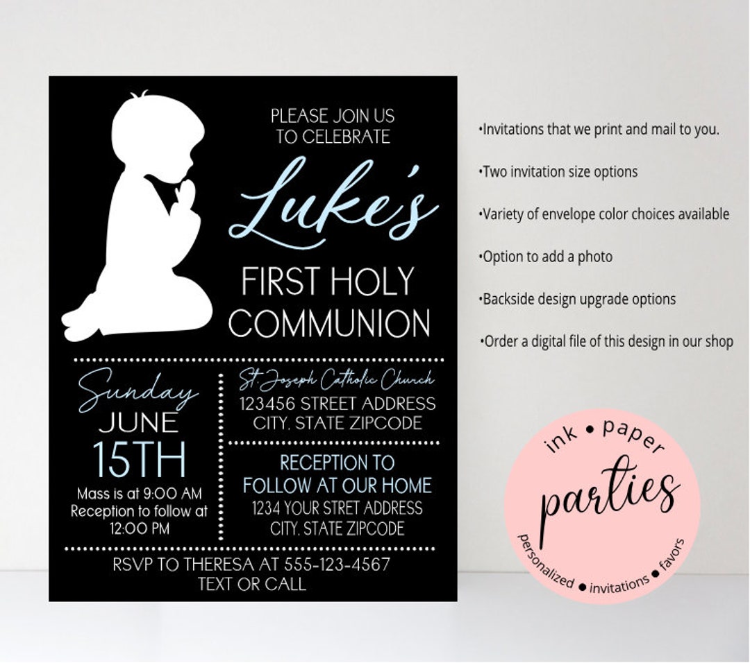 First Communion Invitation 1st Holy Communion Party Invitations ...