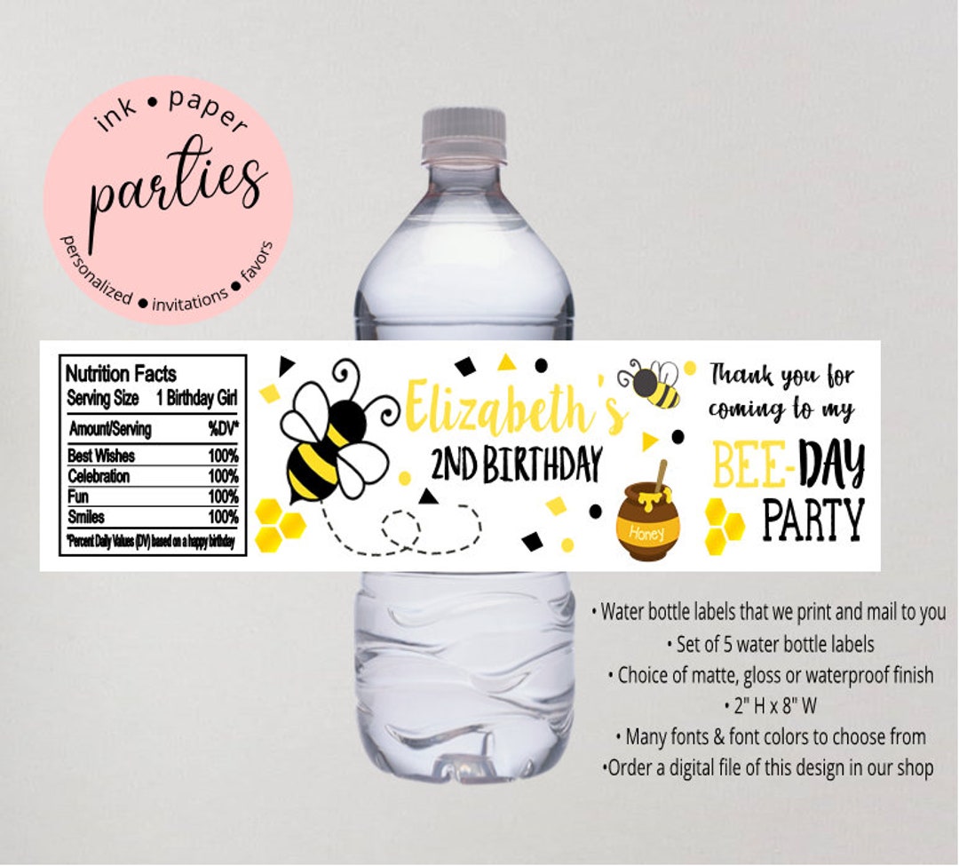 Bumble Bee Honey Bees Birthday Party Favors Favor Water Bottle Labels ...