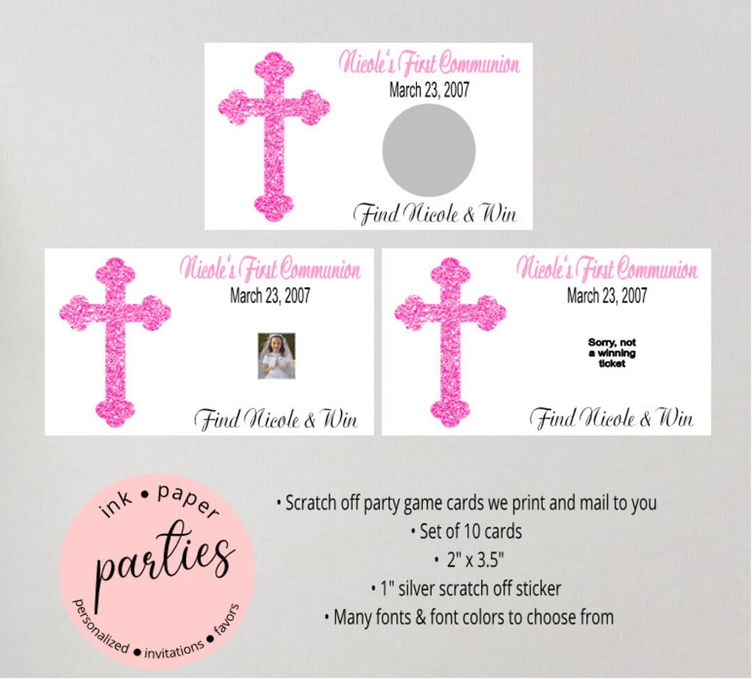 Your Photo First Communion Baptism Confirmation Party Scratch off ...