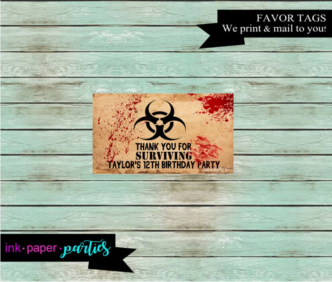 Zombie Walkers Virus Birthday Party Favors Favor Bag Tag Tags - Etsy