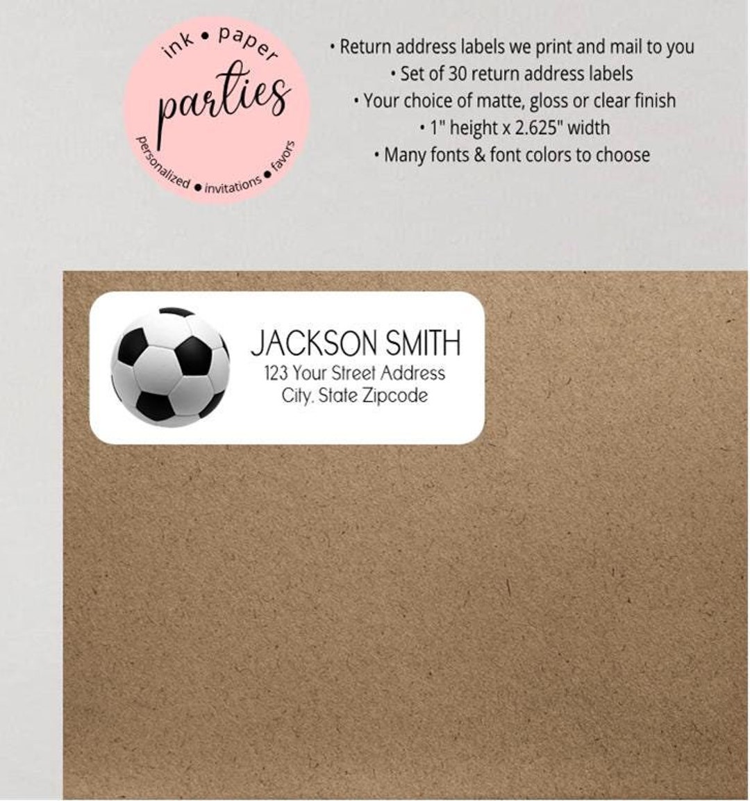 Soccer Ball Sports Return Address Labels Personalized Custom - We Print ...