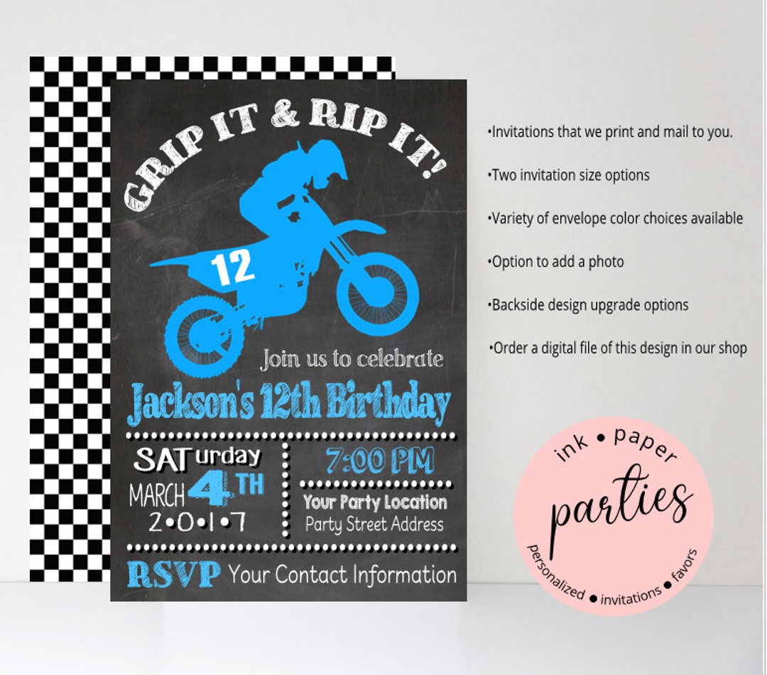Dirt Bike Motorcycle Motorcross Chalkboard Birthday Party - Etsy