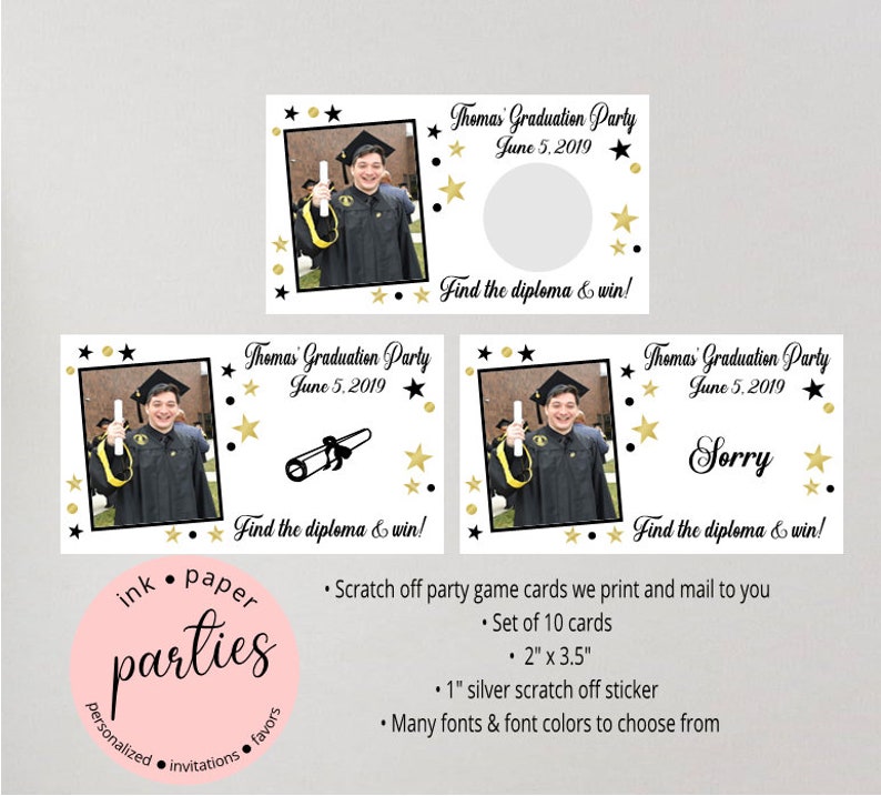 Your Photo Graduation Graduate Diploma Party Scratch off - Etsy