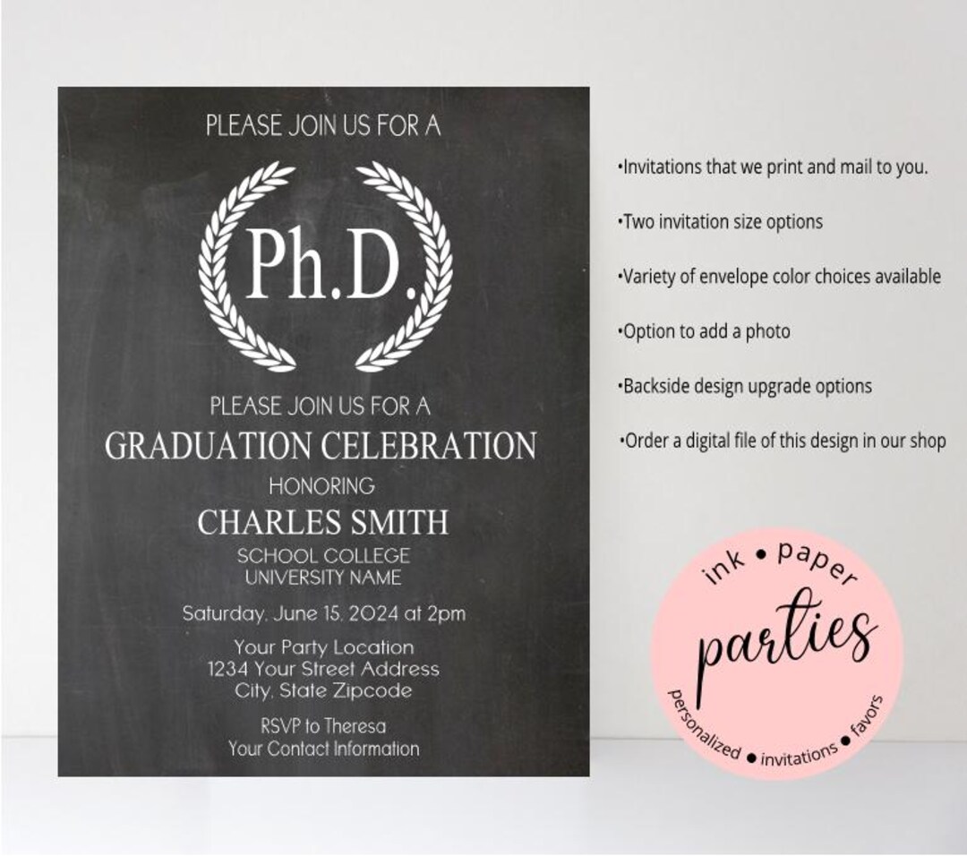 Ph.d. Invitation - College School Doctor Philosophy Doctorate ...