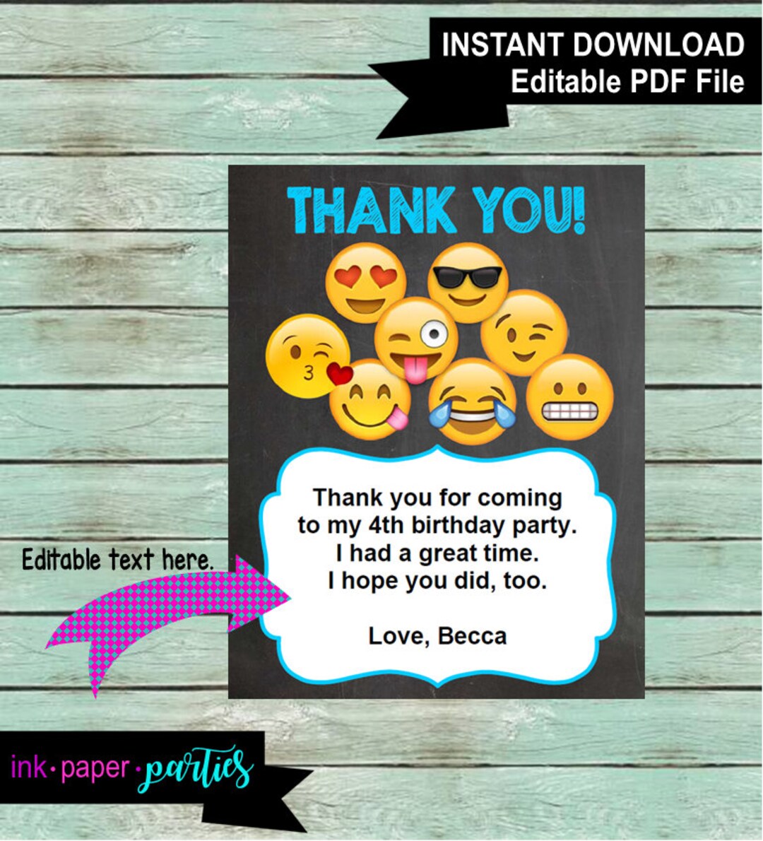 Emoji DIY Instant Download Editable PDF Digital File Birthday - Etsy