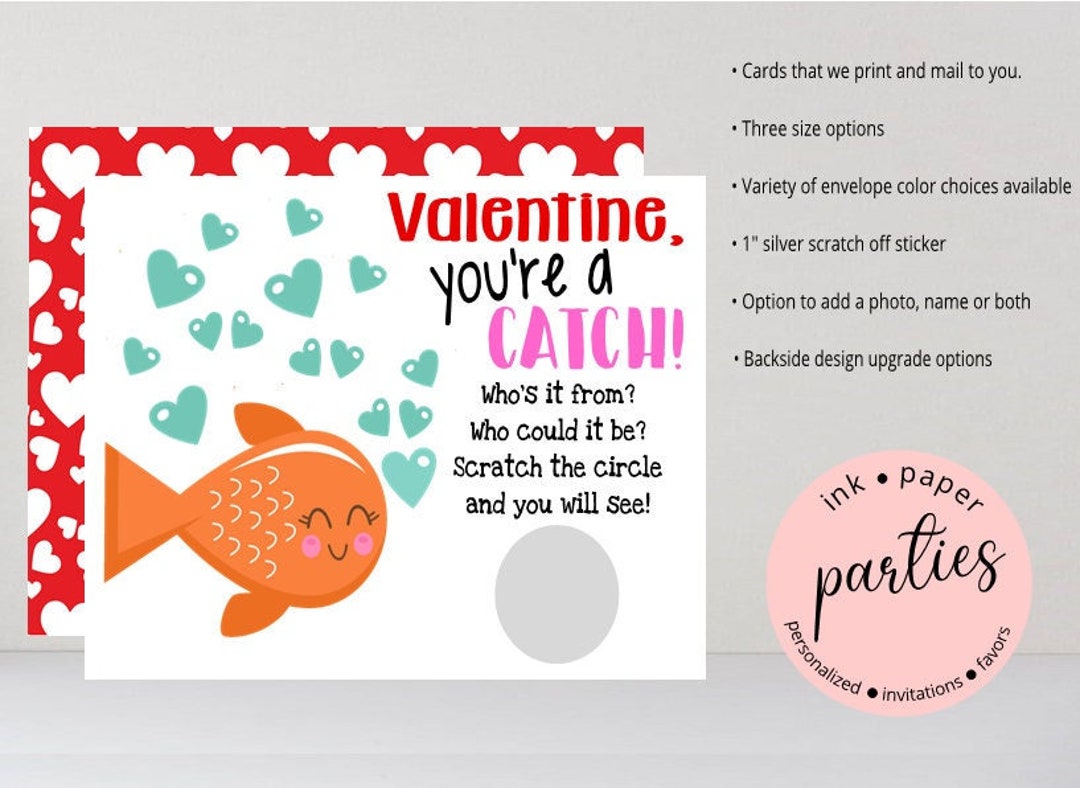 Fish Valentine Card Valentine's Day Cards Classroom School Valentines ...