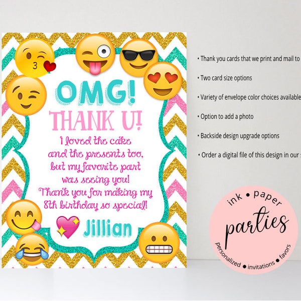 Emoji Thank You Card - Etsy
