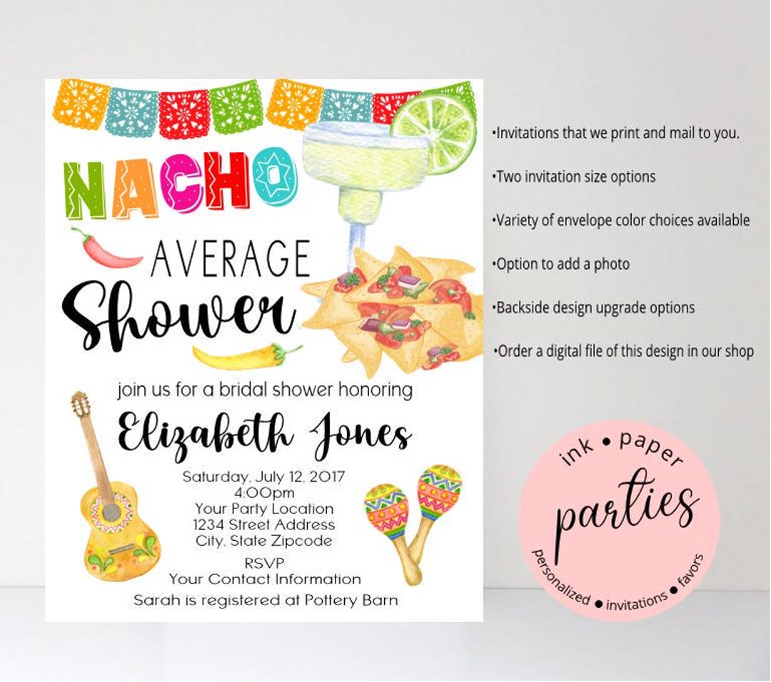 Nacho Average Shower Invitation - Bridal Shower, Couples Shower, Co-ed ...