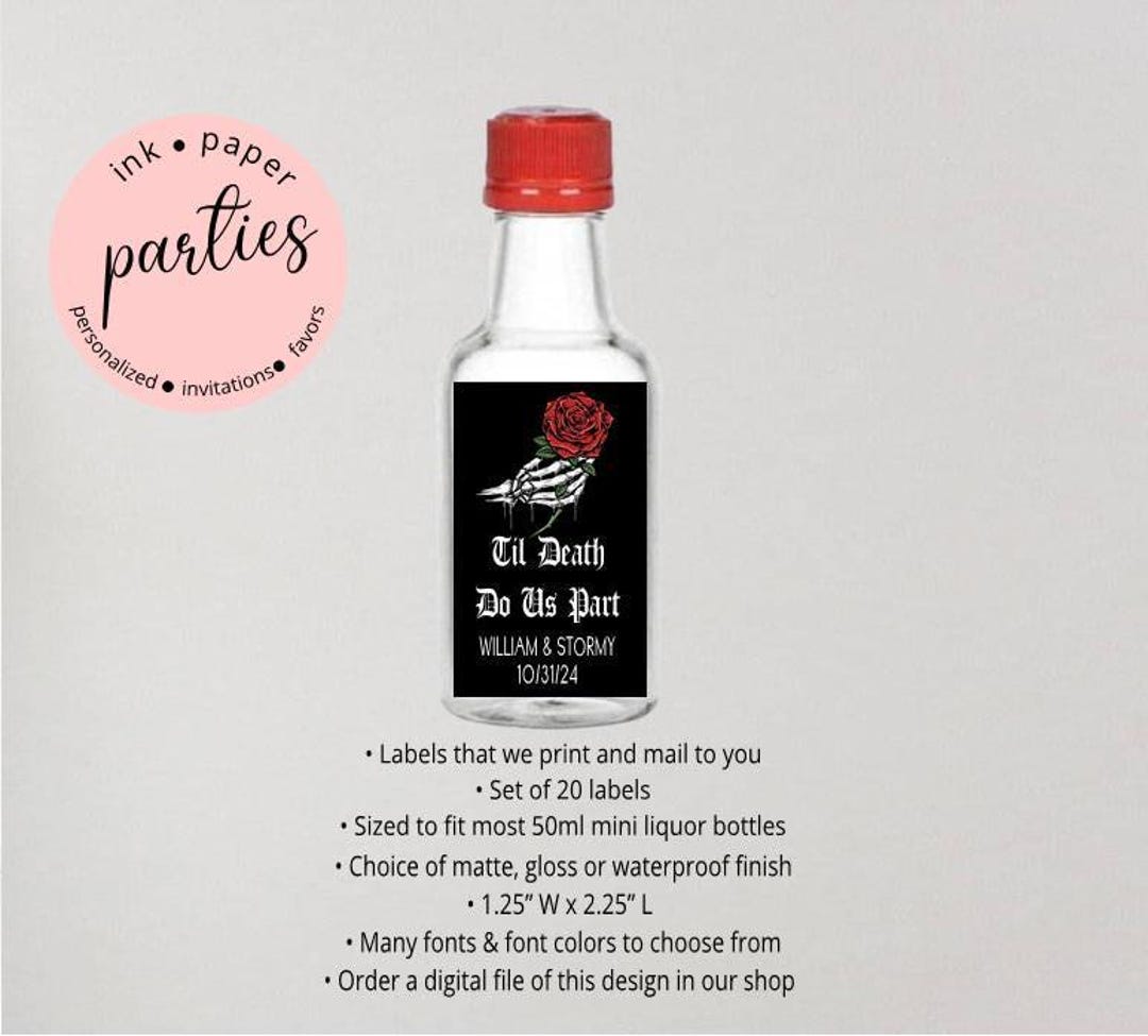 Gothic Wedding Mini Liquor Bottle Labels - Engagement, Wedding, Bridal ...