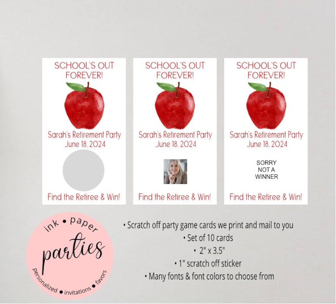 Teacher Retirement - Scratch off Game Cards - Graduation Scratch off ...