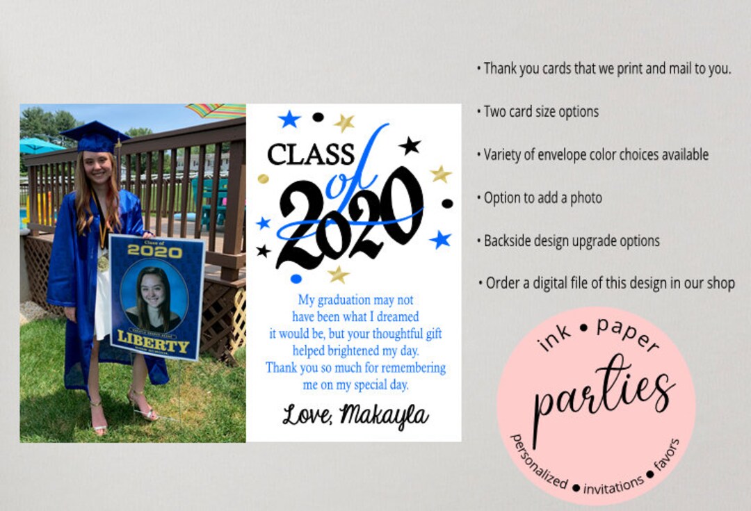 Graduation Graduate YOUR PHOTO Party Thank You Note Cards Personalized ...