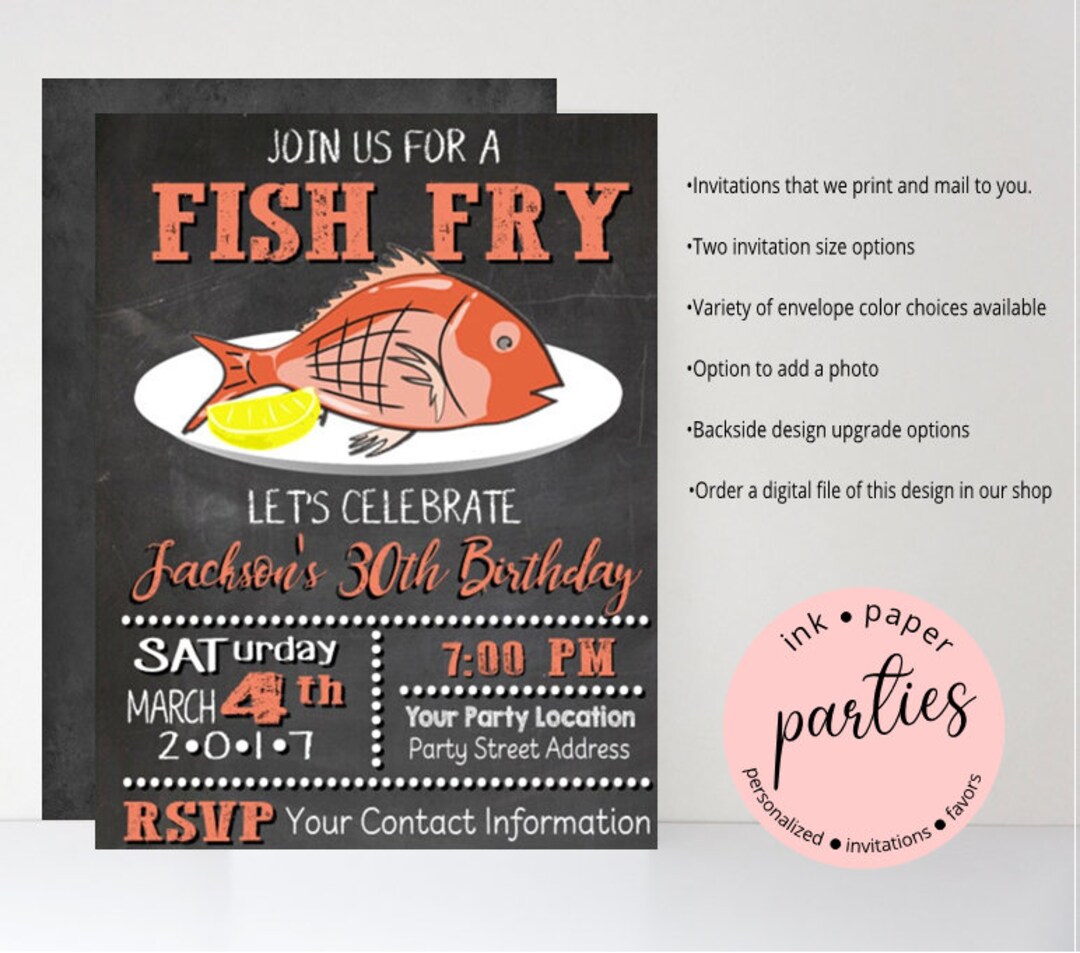 Fish Fry Bake Boil Seafood Feast Shower or Birthday Annual Party Party ...