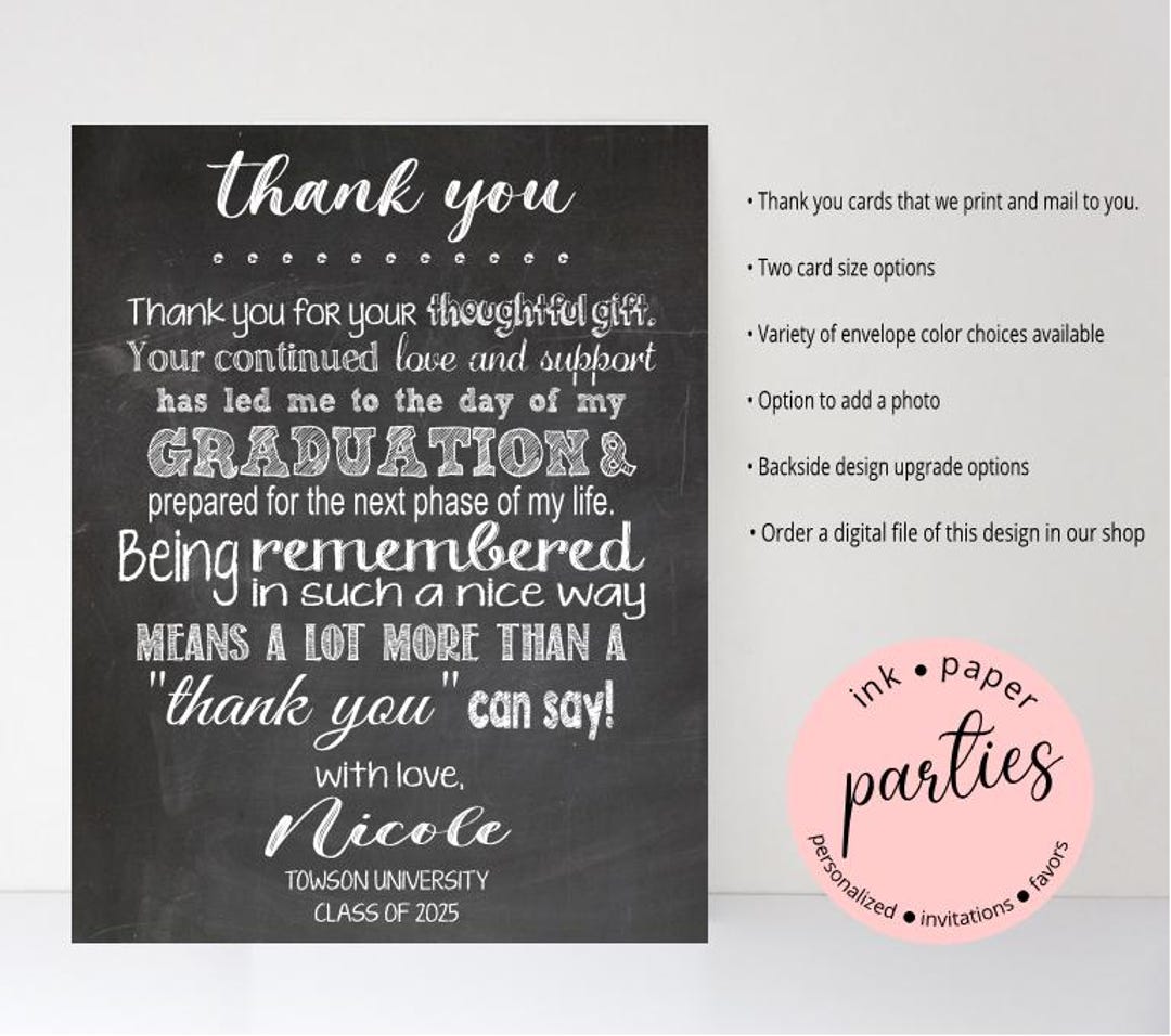Graduation Thank You Cards - Graduate Thank You Note Card - Photo Thank ...