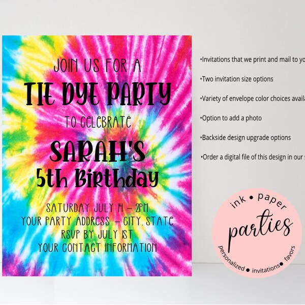 Tie Dye Birthday Party - Etsy