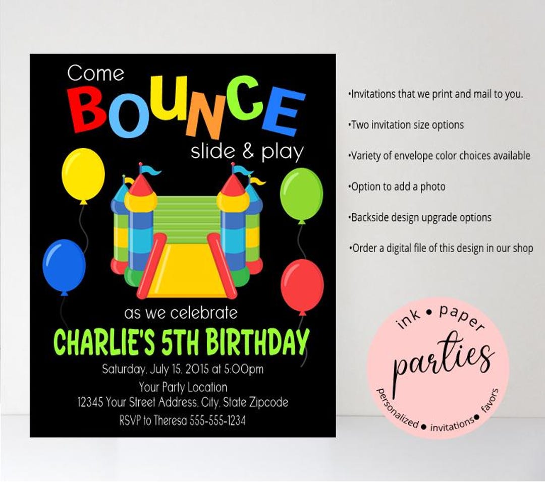 Bounce House Invitation - Jump Birthday Party Invitations ...