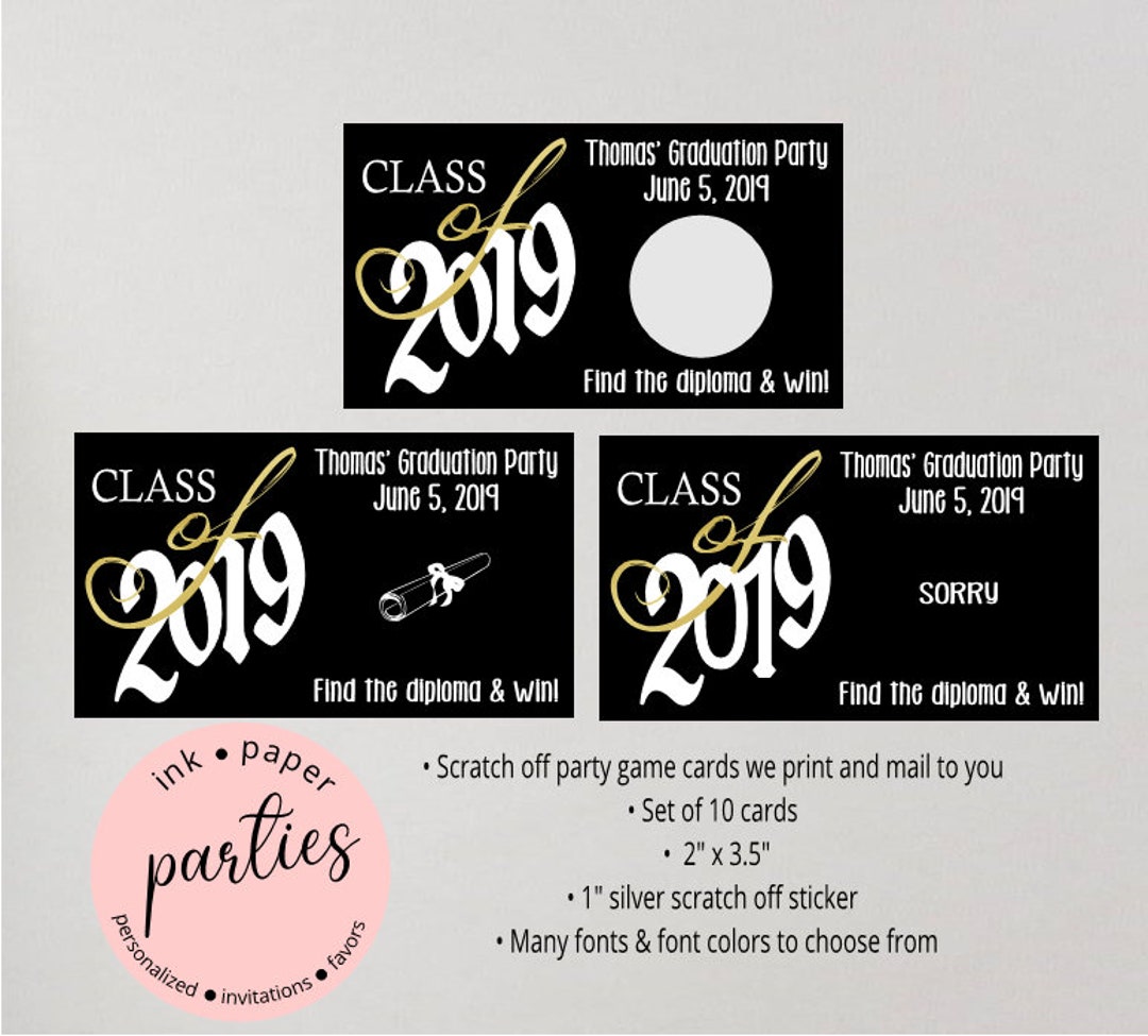 Graduation ANY YEAR Graduate Diploma Party Scratch off Tickets Cards ...