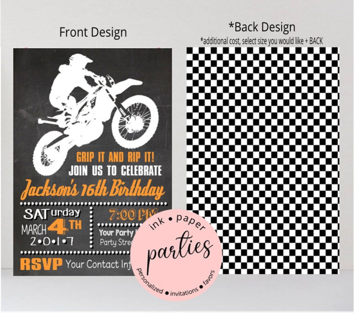 Dirt Bike Motorcycle Motorcross Chalkboard Birthday Party - Etsy