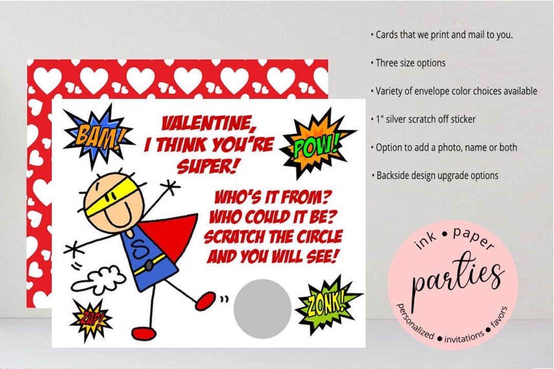 Superhero Super Heroes Comic Book Valentine Card Valentine's Day Cards ...