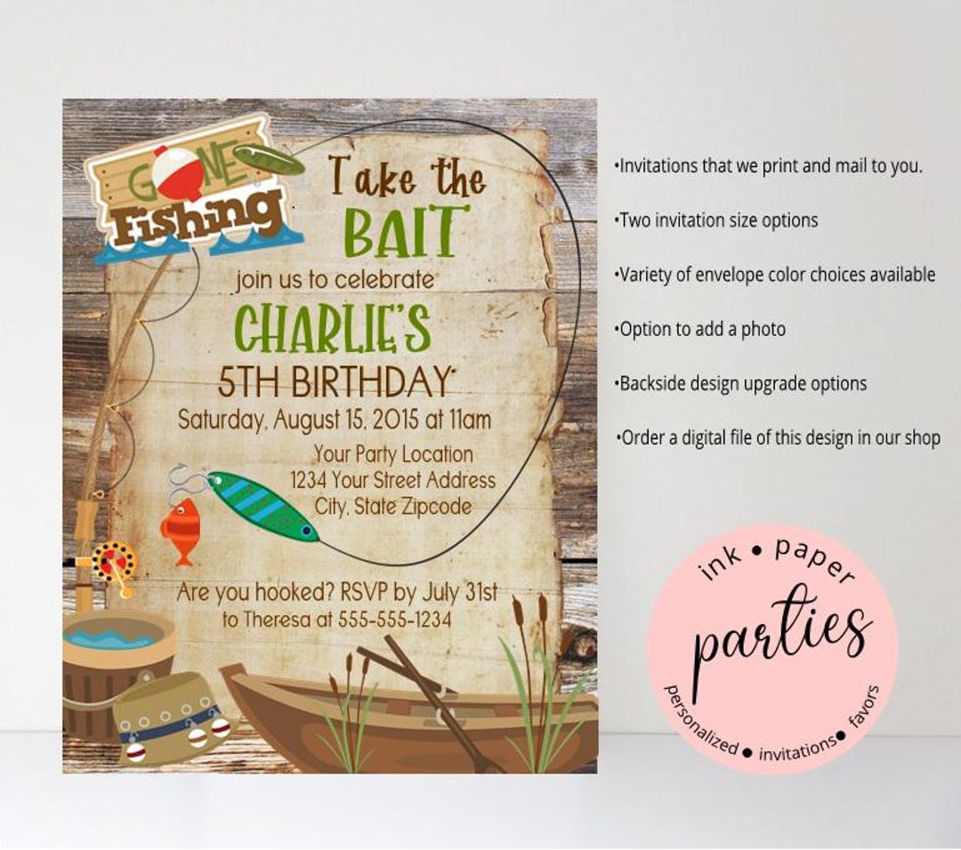 Fishing Invitation - Fish, Fishing Birthday Party Invitations - Fishing ...