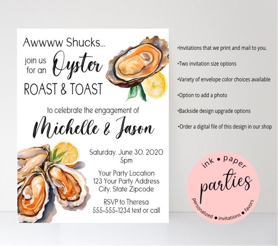 Oyster Roast Invitation - Birthday, Engagement, Wedding Shower ...