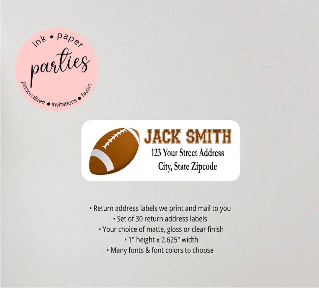 Football Ball Sports Return Address Labels Personalized Custom We Print ...