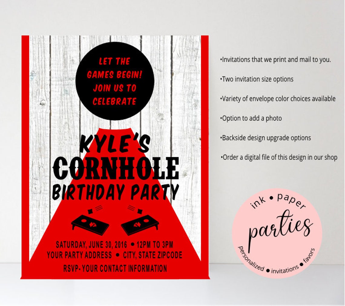 Cornhole Tournament Game Birthday Party Invitations Invites - Etsy