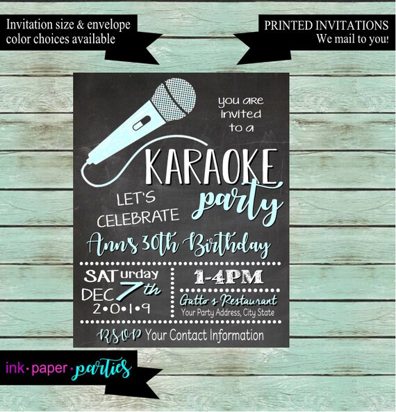 Karaoke Music Mic Microphone Birthday Party Chalkboard | Etsy