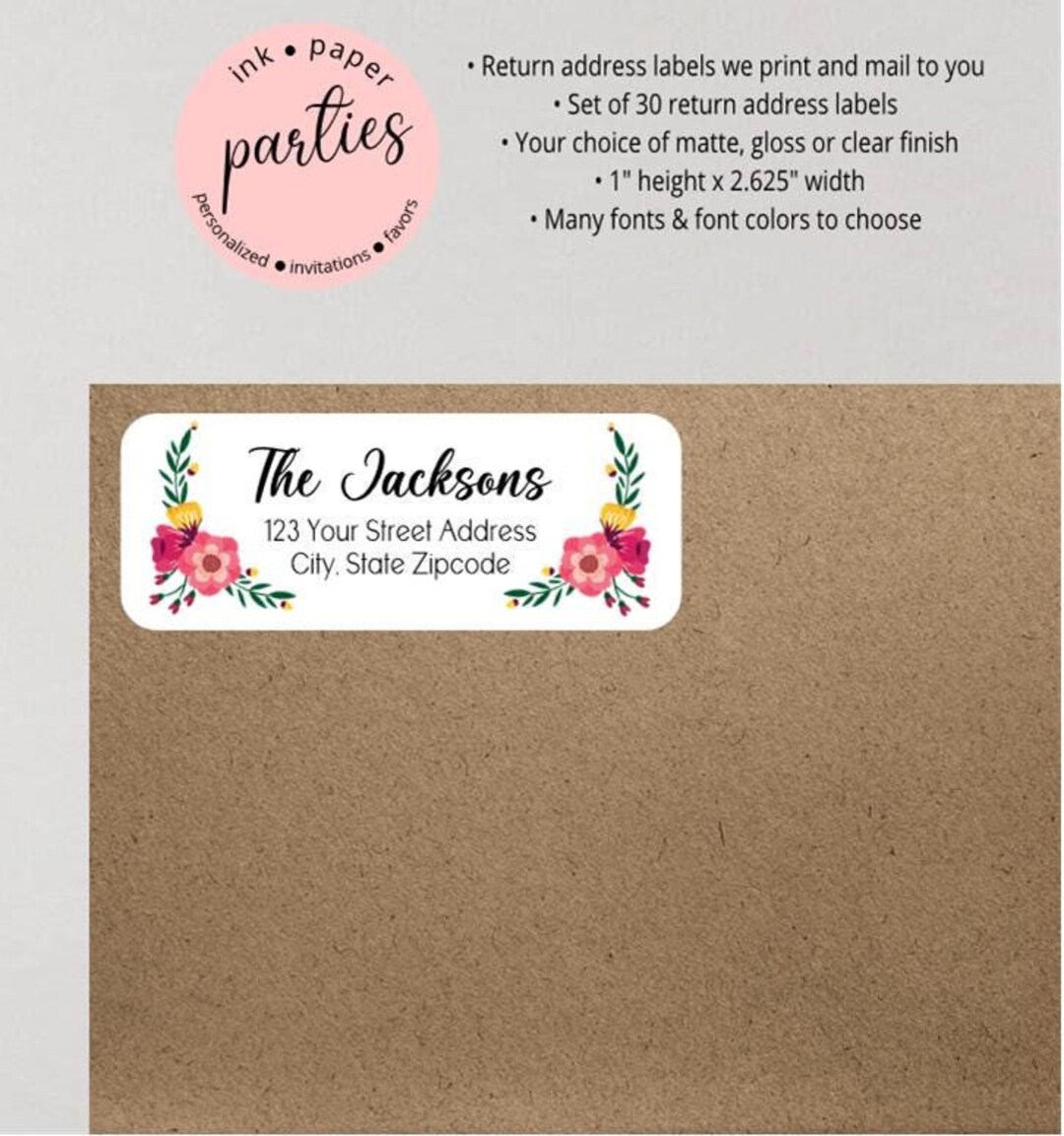 Floral Flowers Return Address Labels Favors Personalized Custom ~ We ...