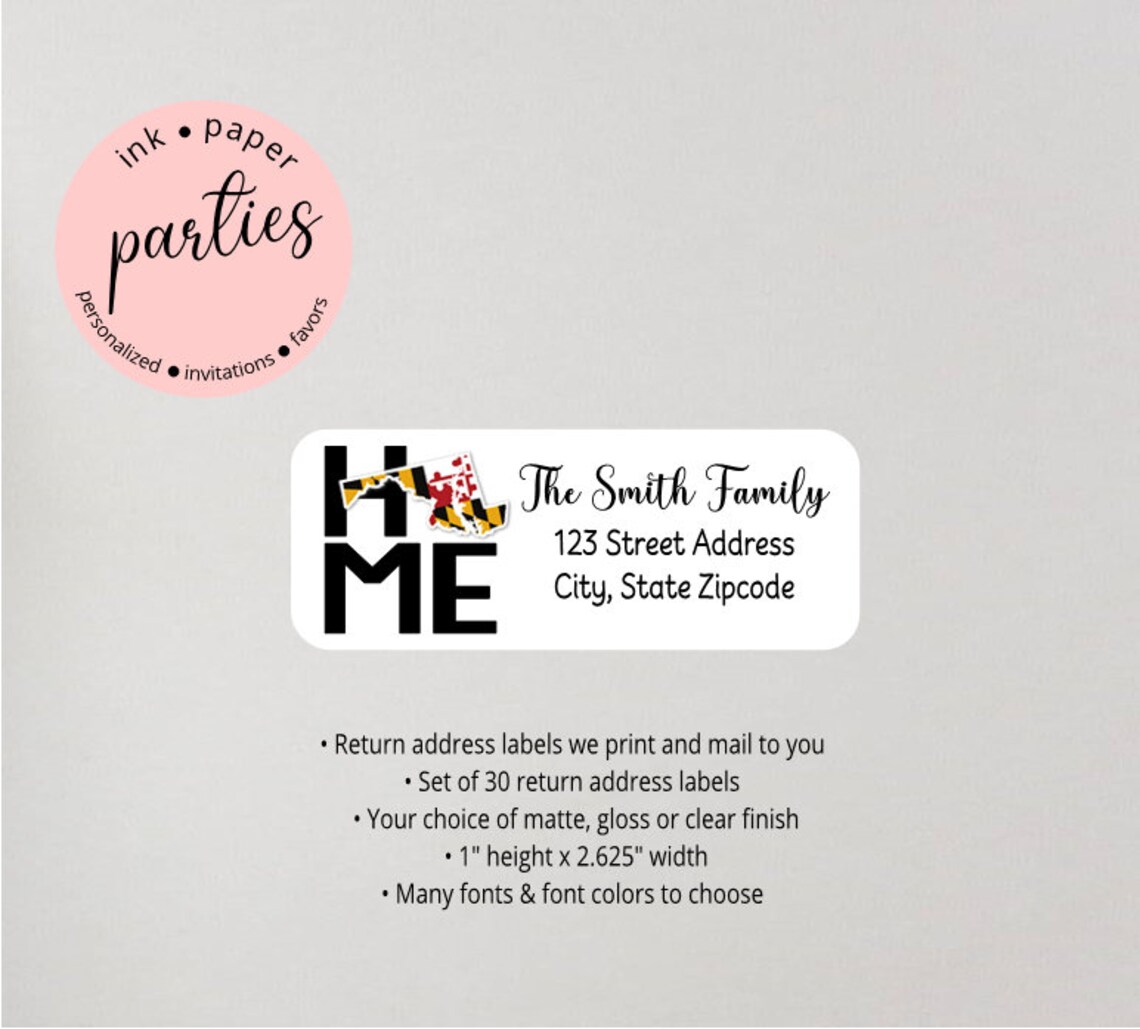 Maryland State Return Address Labels Personalized Custom We - Etsy