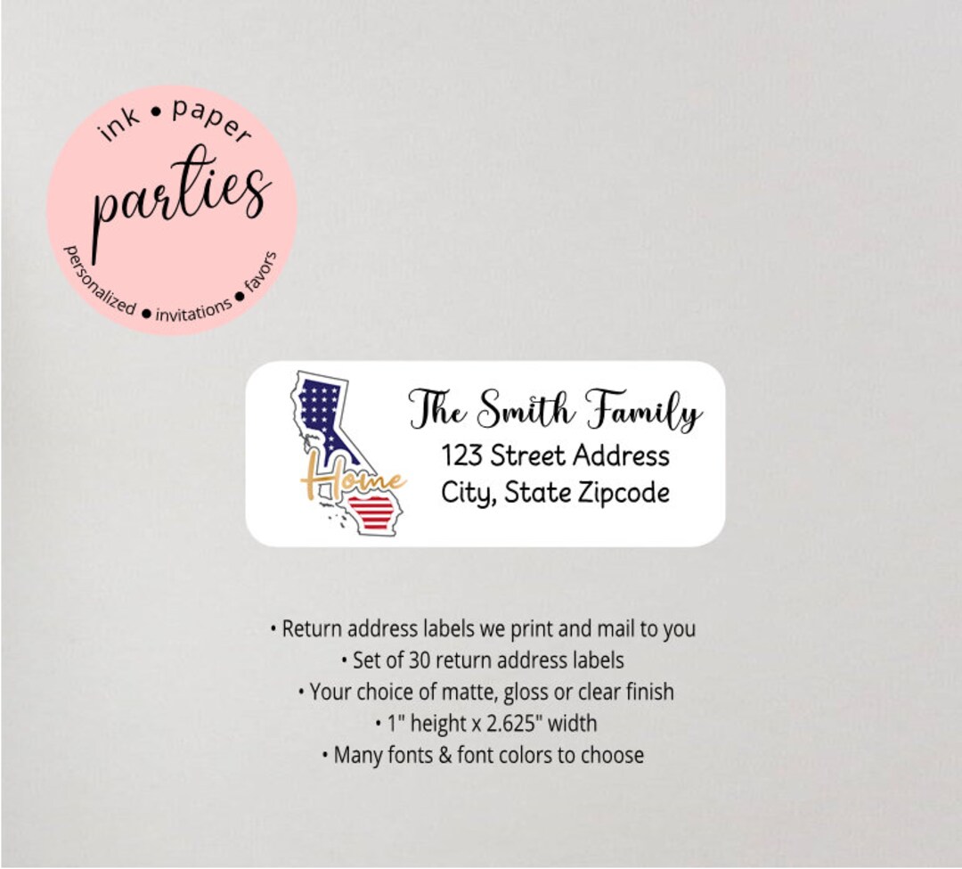 California State Return Address Labels Personalized Custom We Print and ...