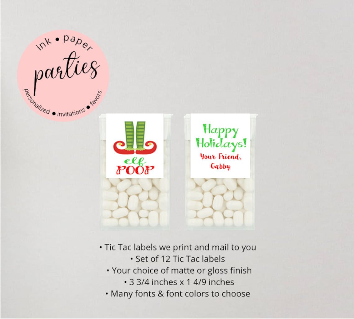 Christmas Elf Poop Holiday Party Candy Tic Tac Mints Mint - Etsy