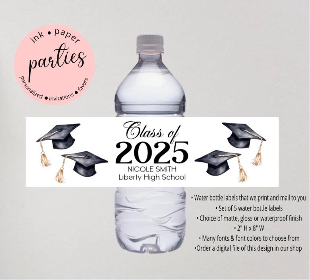 Graduation Water Bottle Labels - Graduate Party Favor Label ...